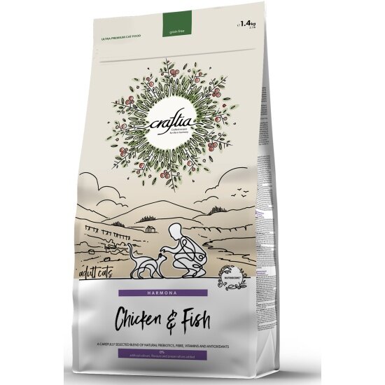 Корм сухой Craftia HARMONA для взрослых кошек из курицы и рыбы 1,4 кг