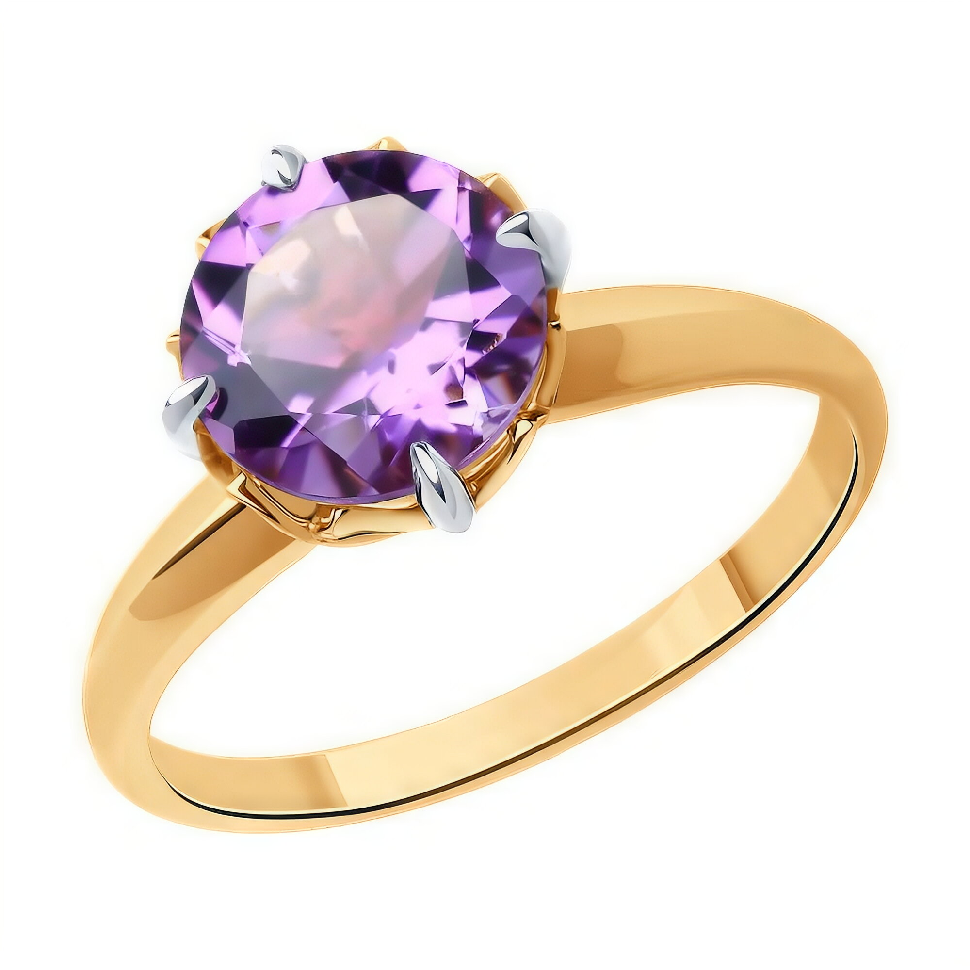 Кольцо, красное золото, 585 проба, аметист