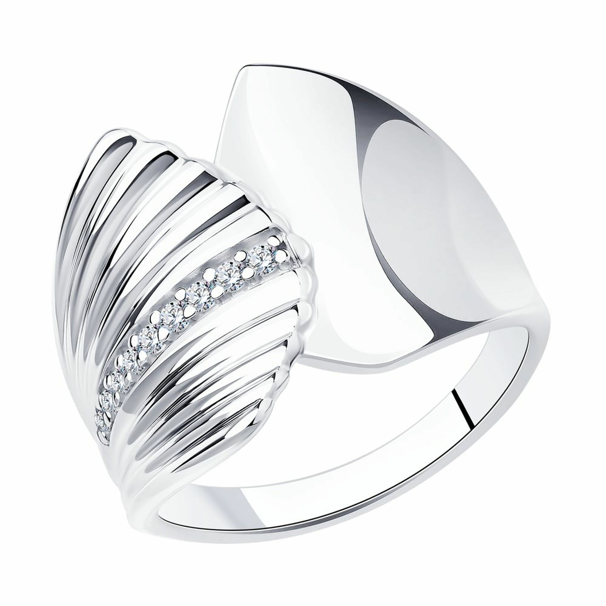 Кольцо дорожка, серебро, 925 проба, родирование, фианит