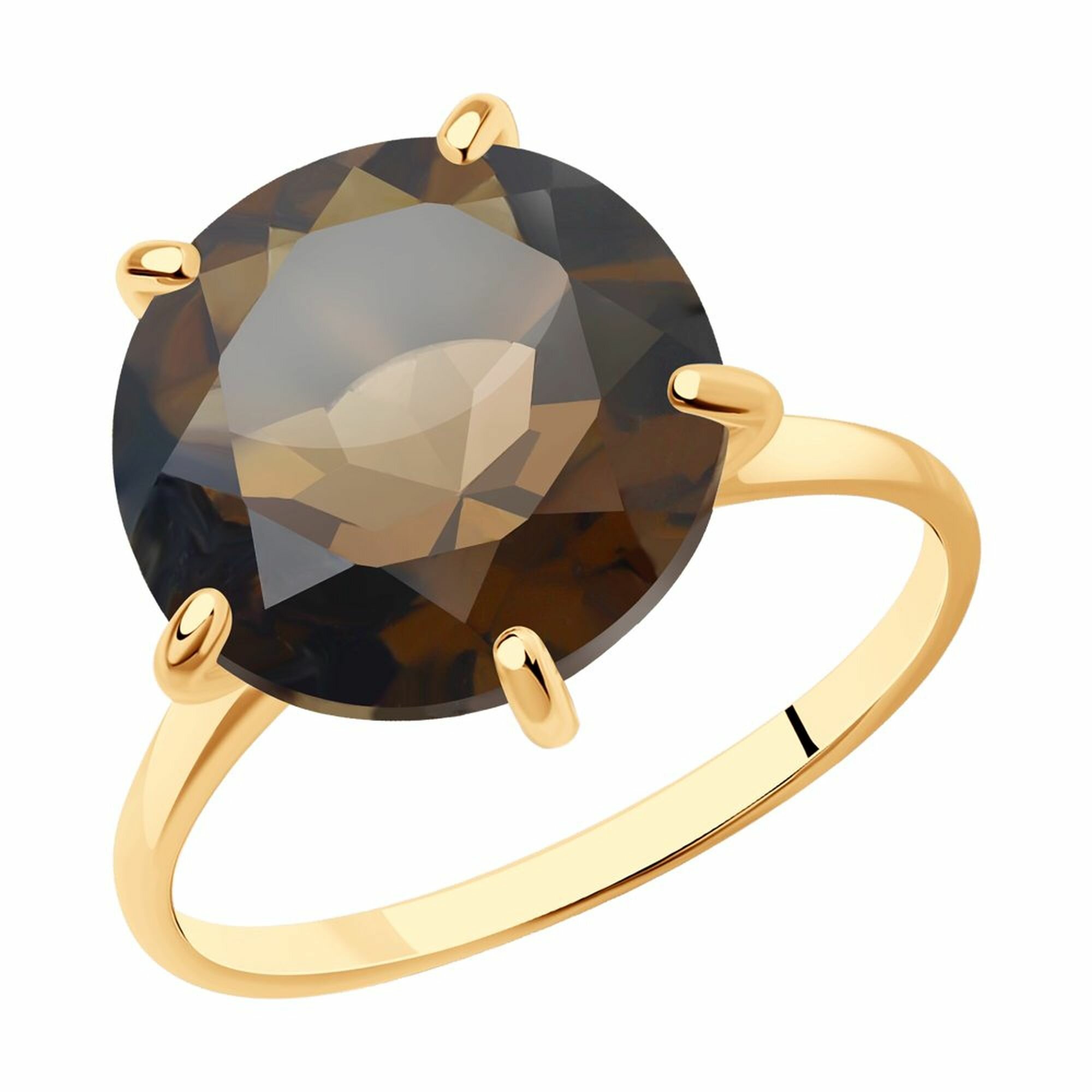 Кольцо, красное золото, 585 проба, раухтопаз