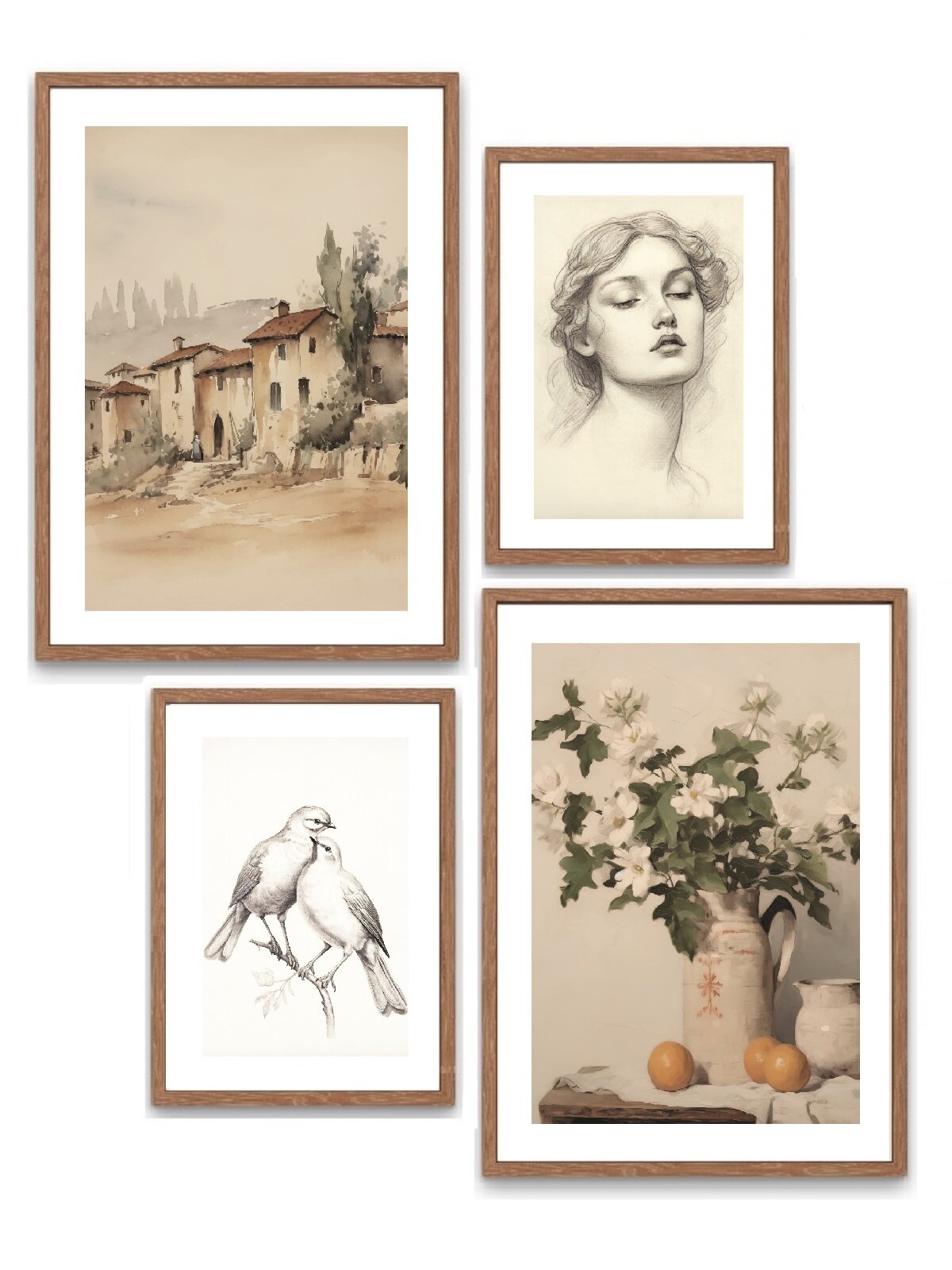 Постеры для интерьера 30х40 см, 21х30 см "Живопись" 4 шт (без рамок)