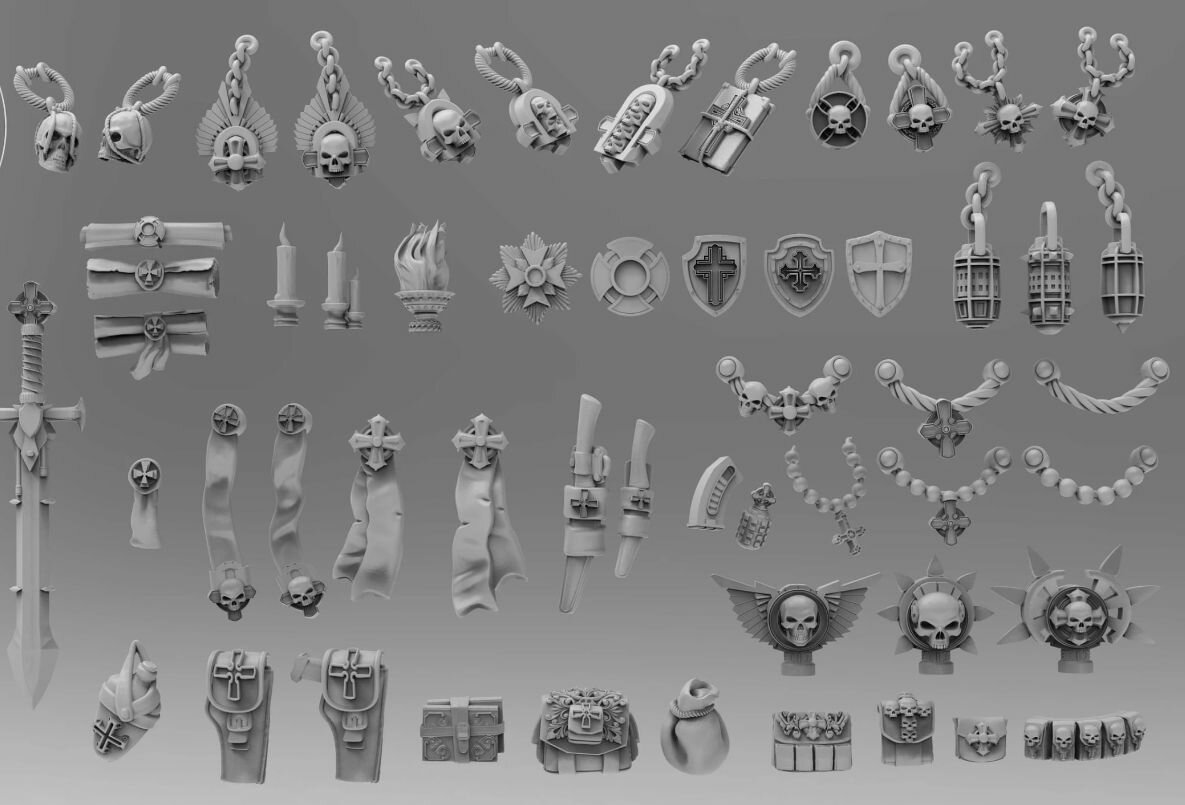 Warhammer 40000 Апгрейды Templar accesoires, Crusader and warden heads