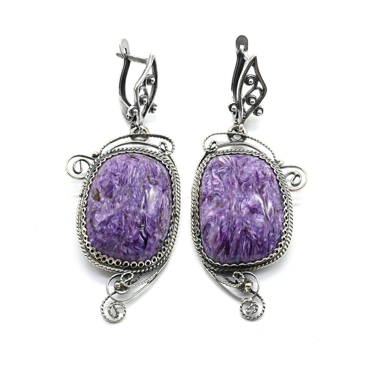 Серьги, чароит