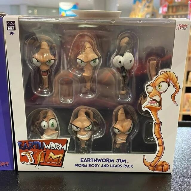 Фигурка Червяк Джим EARTHWORM JIM WAVE 1 - WORM BODY AND JIM HEADS PACK