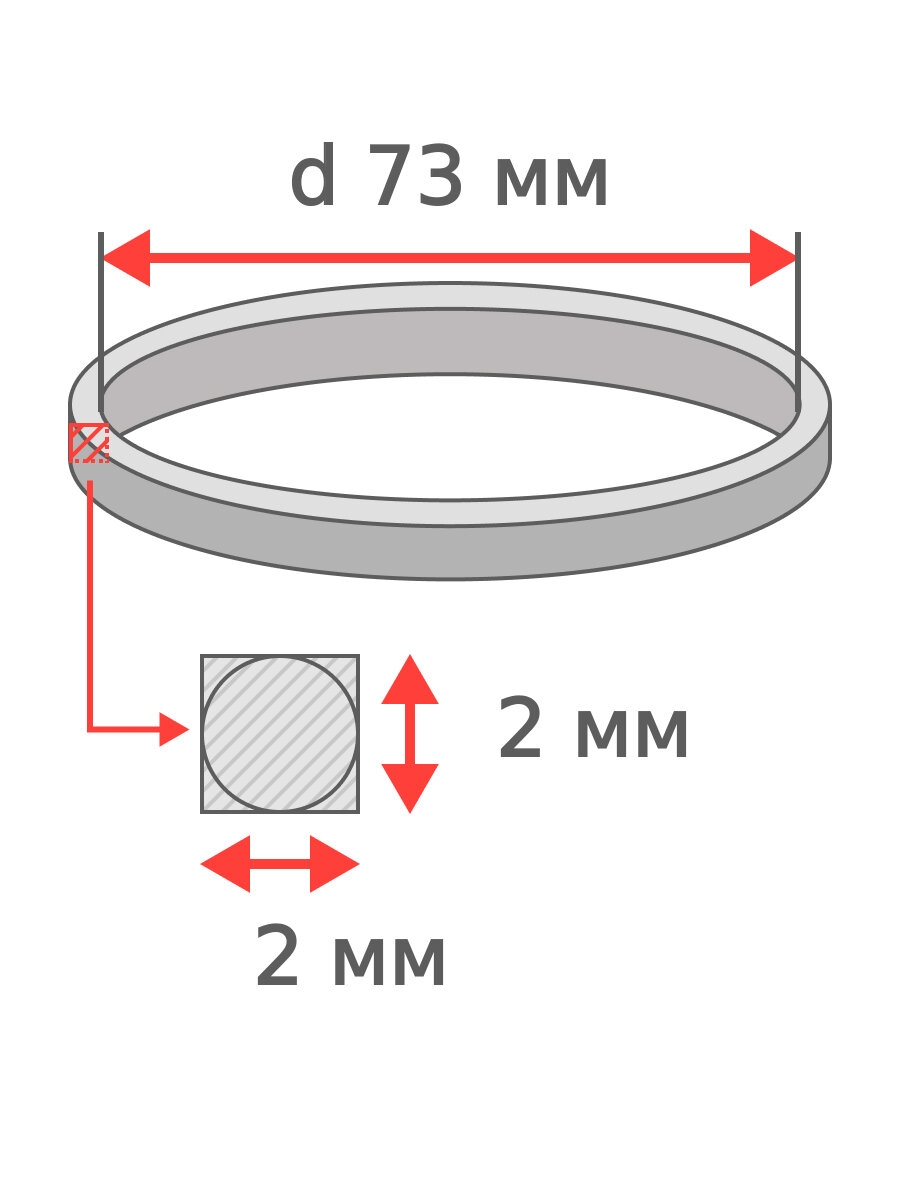 Пассик 73*2*2, L/2-полудлина 114мм, резиновый, универсальный