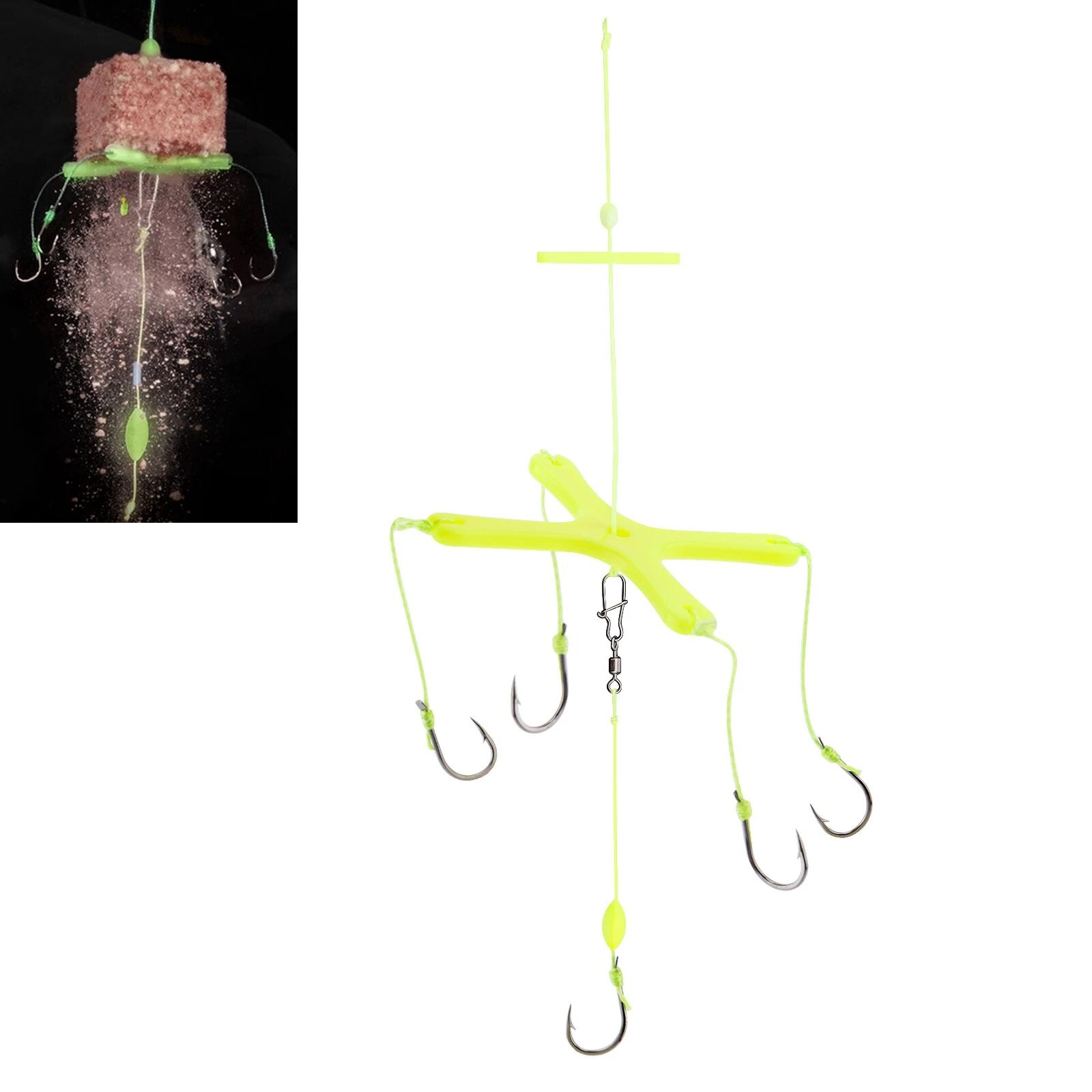 Вырывная высокоуглеродистая сталь, 5 крючков, рыболовная приманка, серебряная ловушка для карпа, клетка-кормушка, острый рыболовный крючок с доской для прессования лески