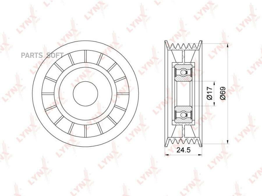 LYNXAUTO PB-5164 Натяжной ролик приводной LYNXauto PB-5164