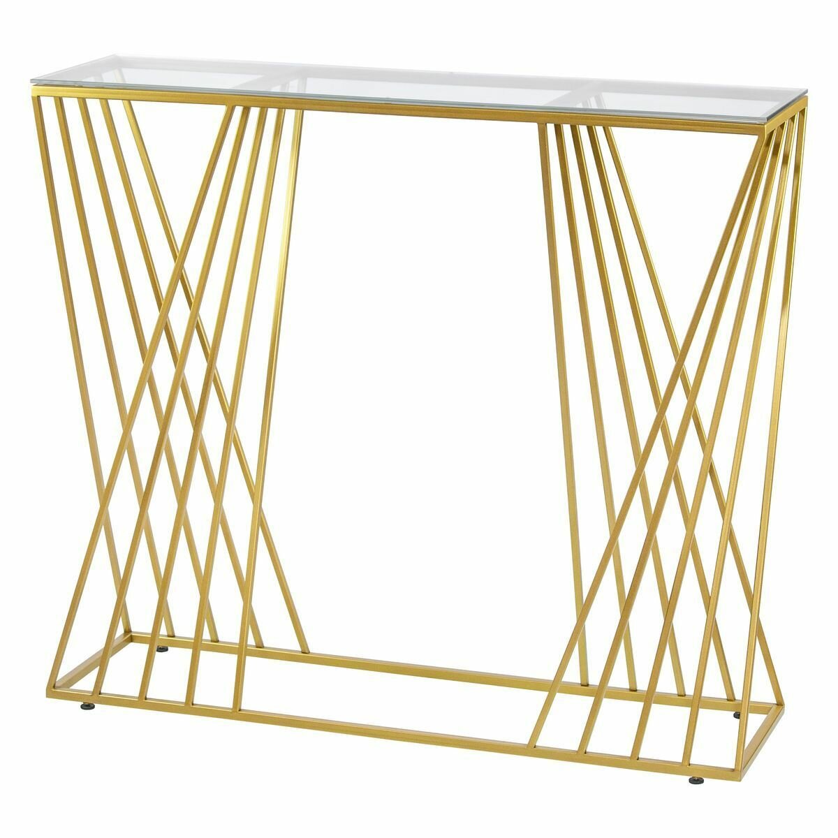 Консоль в прихожую, консольный столик AMSTERDAM 800х875х250мм (золото/прозрачное)