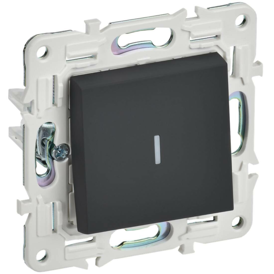 Механизм выключателя IEK SKANDY 1-клавишный с индикацией 10А графит SK-V07G SK-V10-1-10-K53