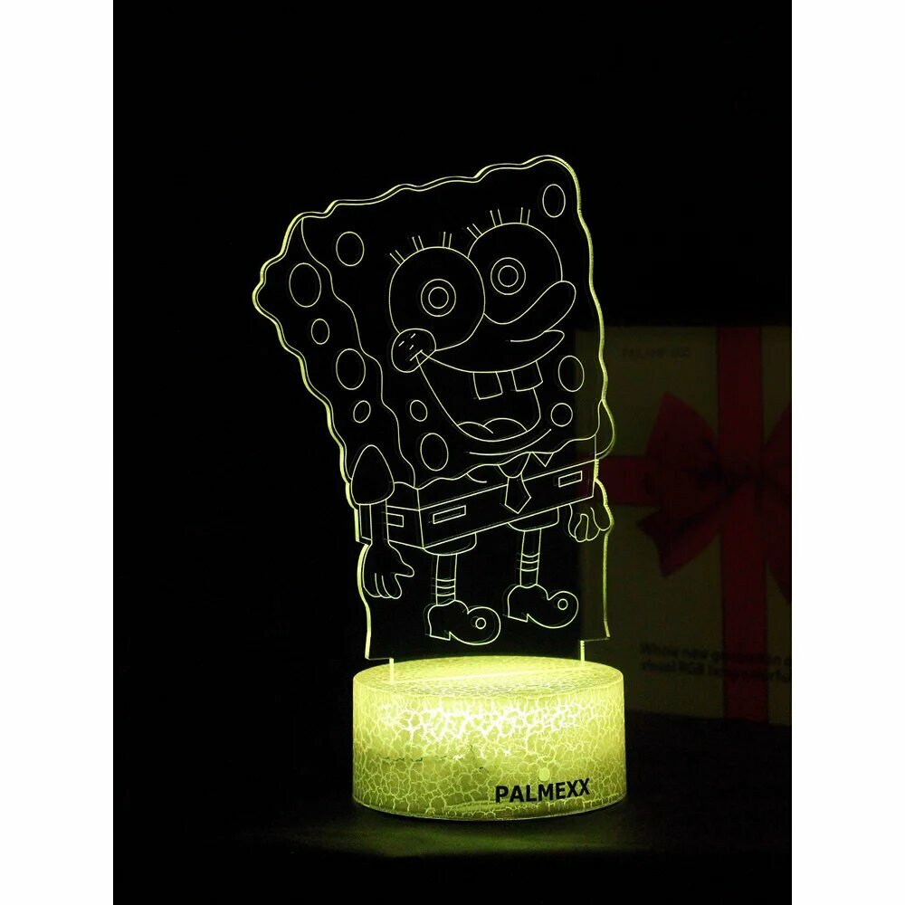 Светодиодный ночник PALMEXX 3d светильник led rgb 7 цветов (губка боб) PX/LAMP-052