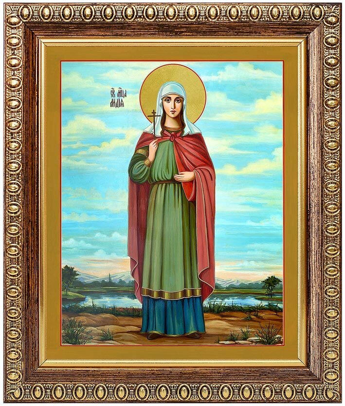 Мученица Лидия Иллирийская, икона в темной пластиковой рамке 12,5*14,5 см