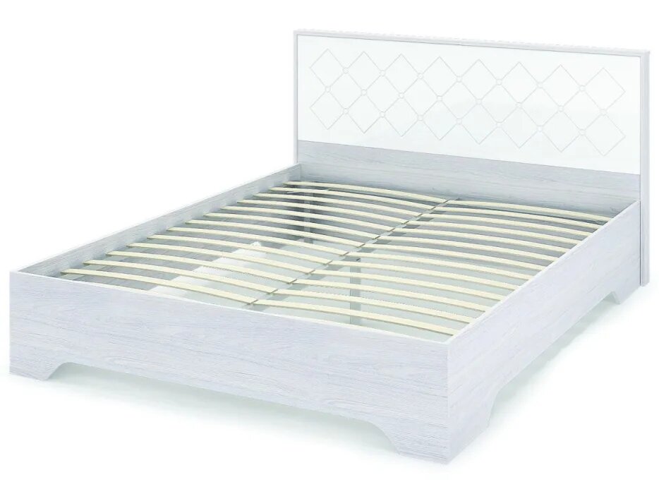 Кровать двуспальная КР 024 с ортопедическим основанием «Сальма» 160х200, анкор/белый глянец (1682х2136х970)