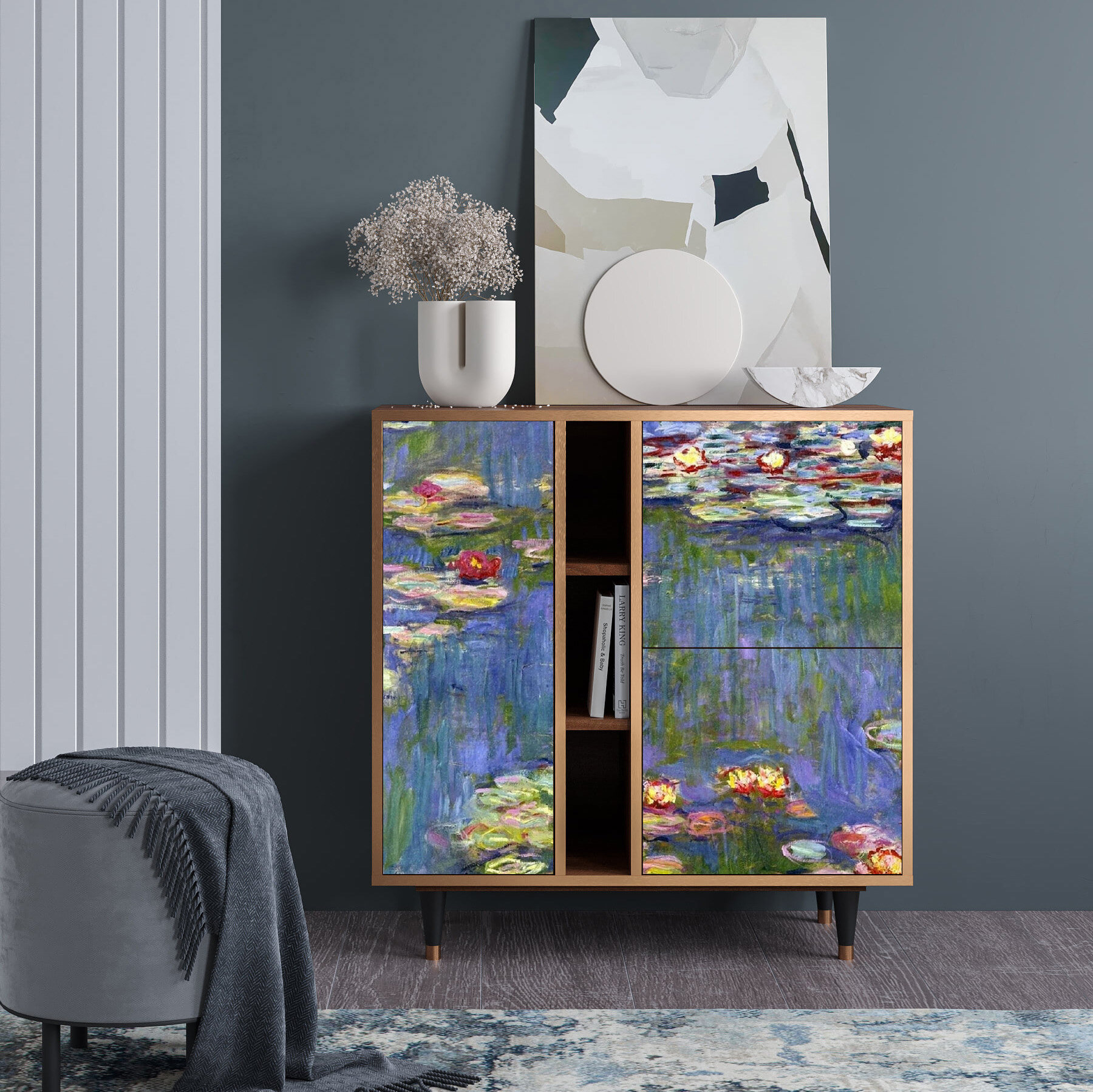 Комод - STORYZ - BS5 The water lily pond by Claude Monet, Размер - 94 x 96 x 41 см, Цвет корпуса - , Орех