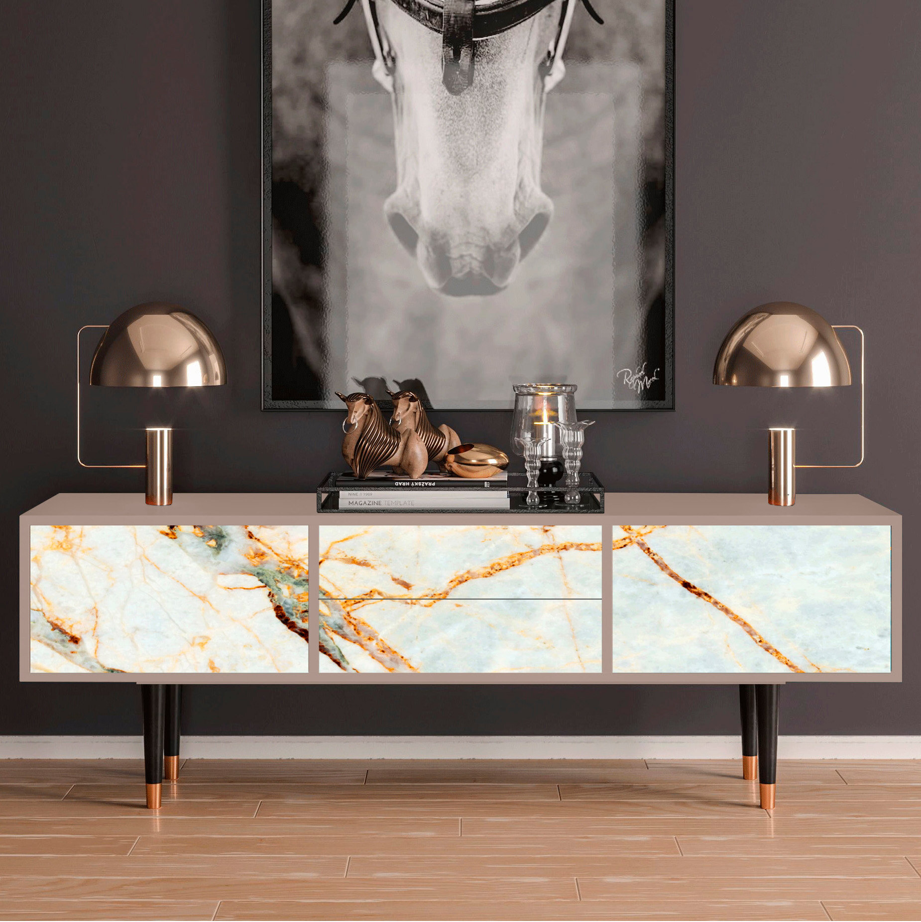 ТВ-Тумба - STORYZ - T4 Sandy Marble, Размер - 170 x 59 x 48 см, Цвет корпуса - , Бежевый