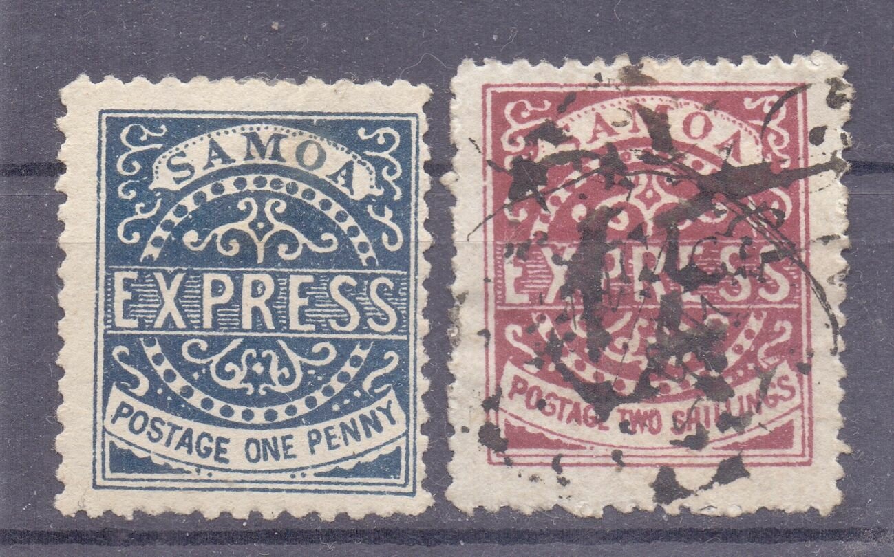 Почтовые марки Самоа 1877-1882 года. Из серии. Редкости. Набор 2 марки.