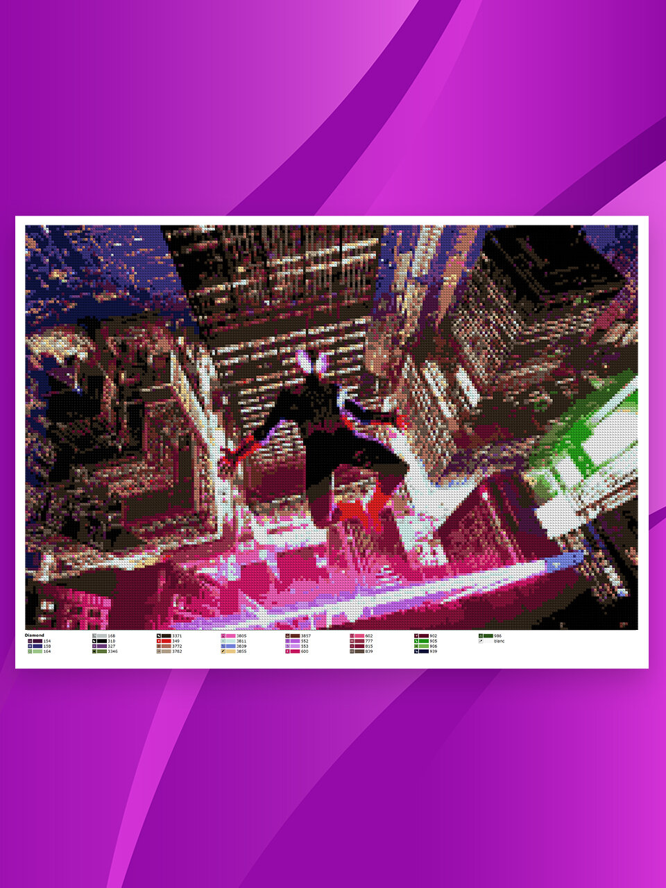 Алмазная мозаика без подрамника - вышивка Человек-паук - над городом 40 х 60 см