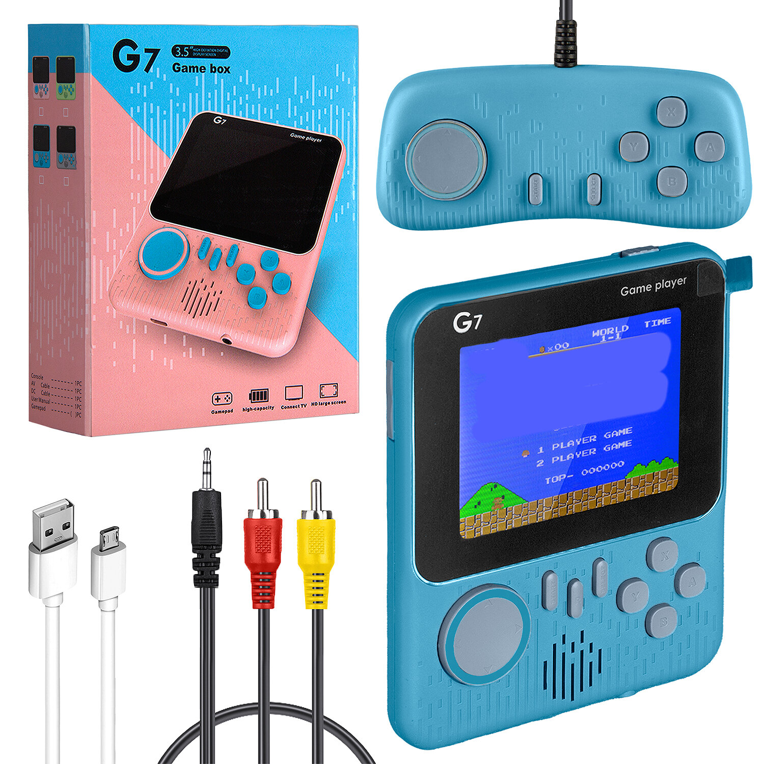 Игровая приставка G7 синяя 3.5” для 2 пользователей