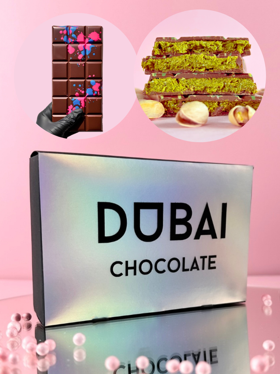 Трендовый подарок "Дубайский шоколад с фисташкой" молочный, ручной работы