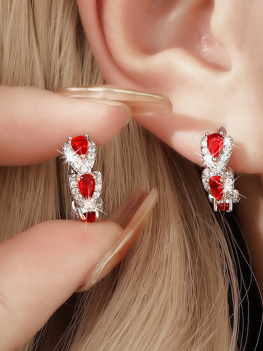 Серьги, горный хрусталь, циркон