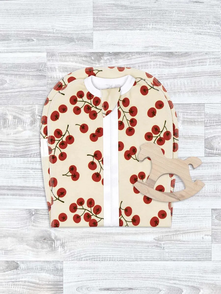 Пеленка-кокон Mjolk, для новорожденных, на молнии, хлопок 100%, бежево-красная