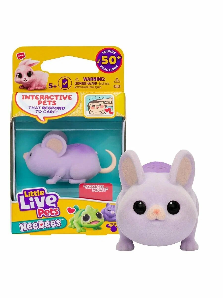 Moose Little Live Pets Needees Scampee Mouse / Электронная интерактивная плюшевые игрушки маленькая мышка
