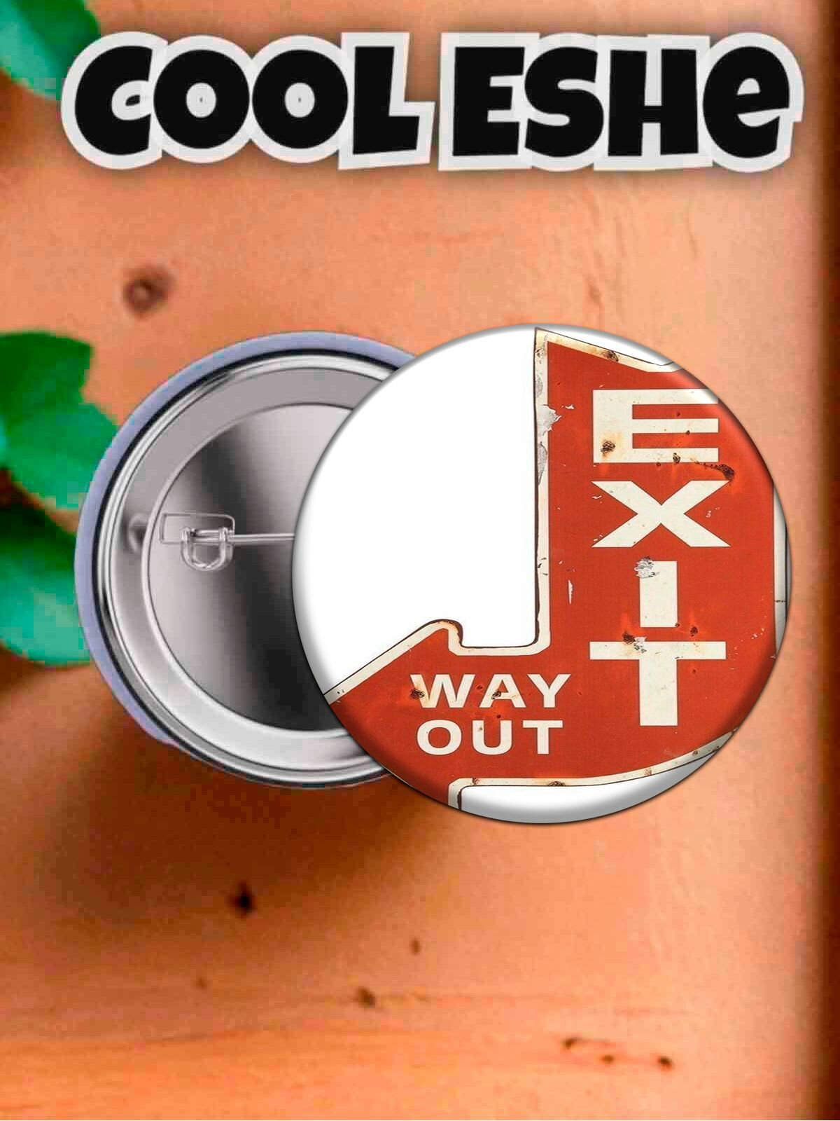 Значок "Exit, way out" из коллекции "Надписи" 44 мм