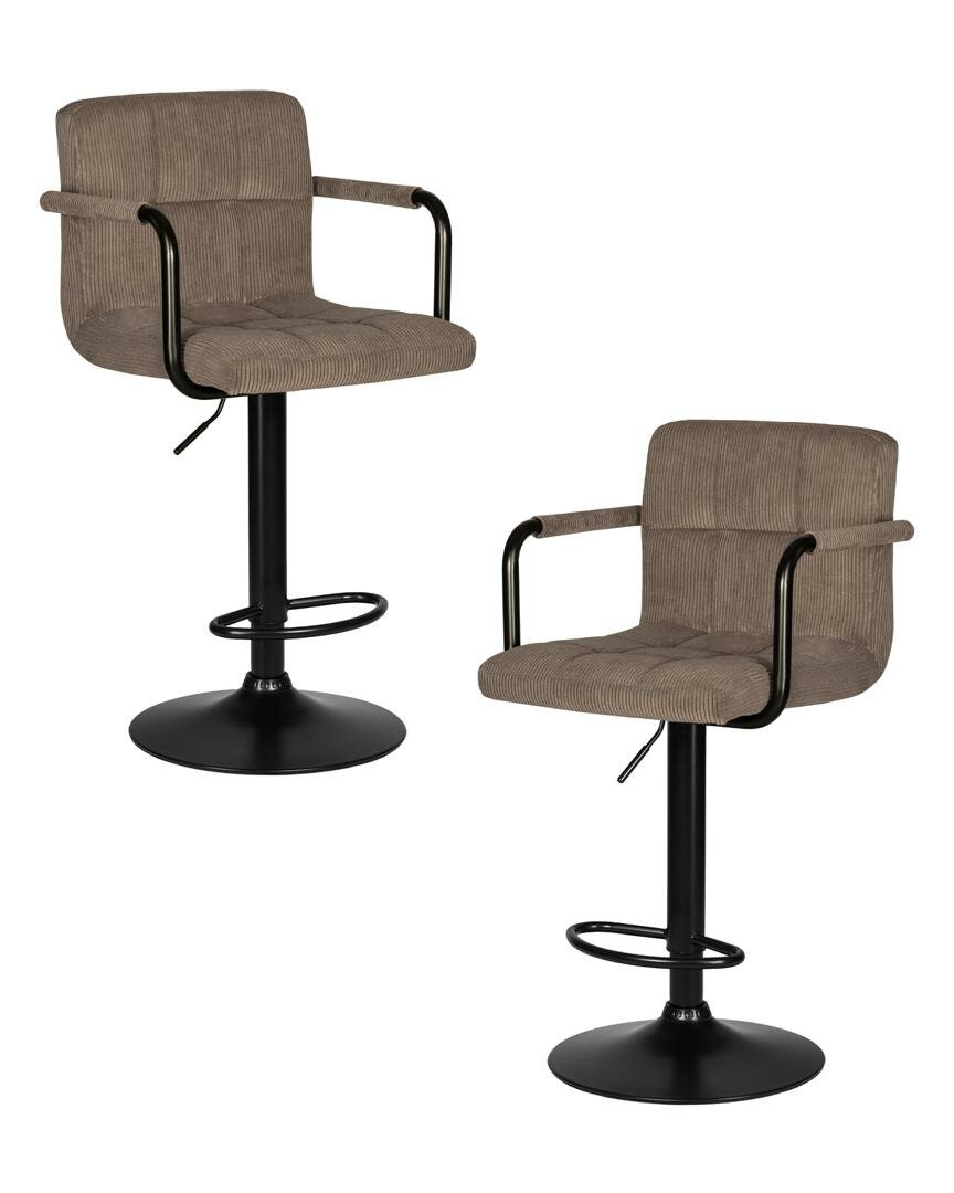 Стул барный DOBRIN Набор 2 шт Стул барный DOBRIN KRUGER ARM BLACK, какао вельвет (LAR-E2041-05) арт. LM-5011-N_B-M_VV-LAR-E2041-05