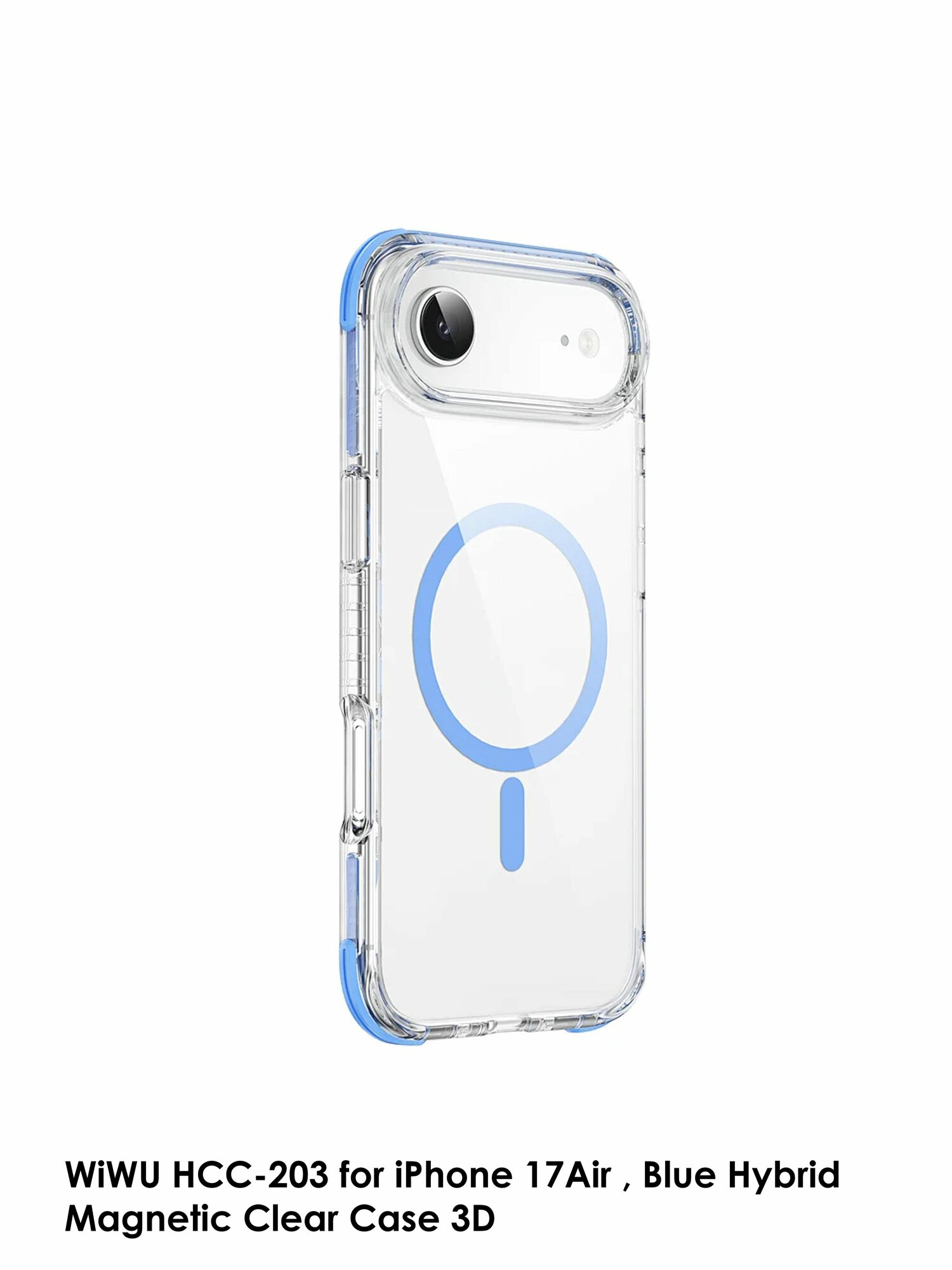 Чехол для iPhone 17Air прозрачно-голубой , WiWU HCC-203 for iPhone 17Air , Blue Hybrid Magnetic Clear Case 3D