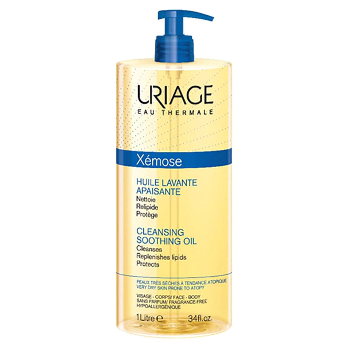 Uriage Очищающее успокаивающее масло для тела Xemose Huile Lavante Apaisante Масло 1000мл