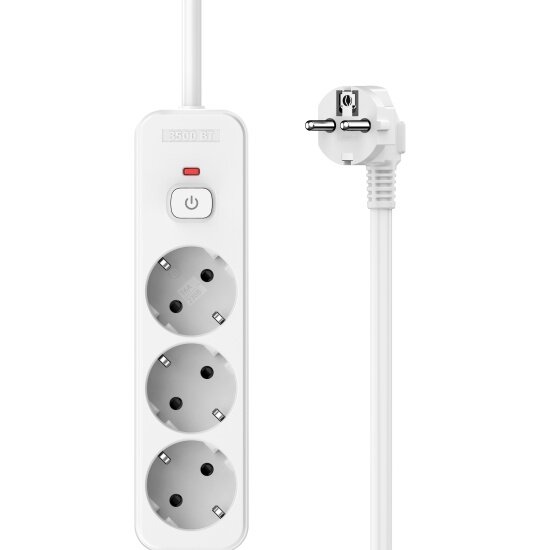 Сетевой фильтр Perfeo "REAL HOME" 0,5м, 3 розетки, 16А, 3500 Вт, тройная защита, белый.