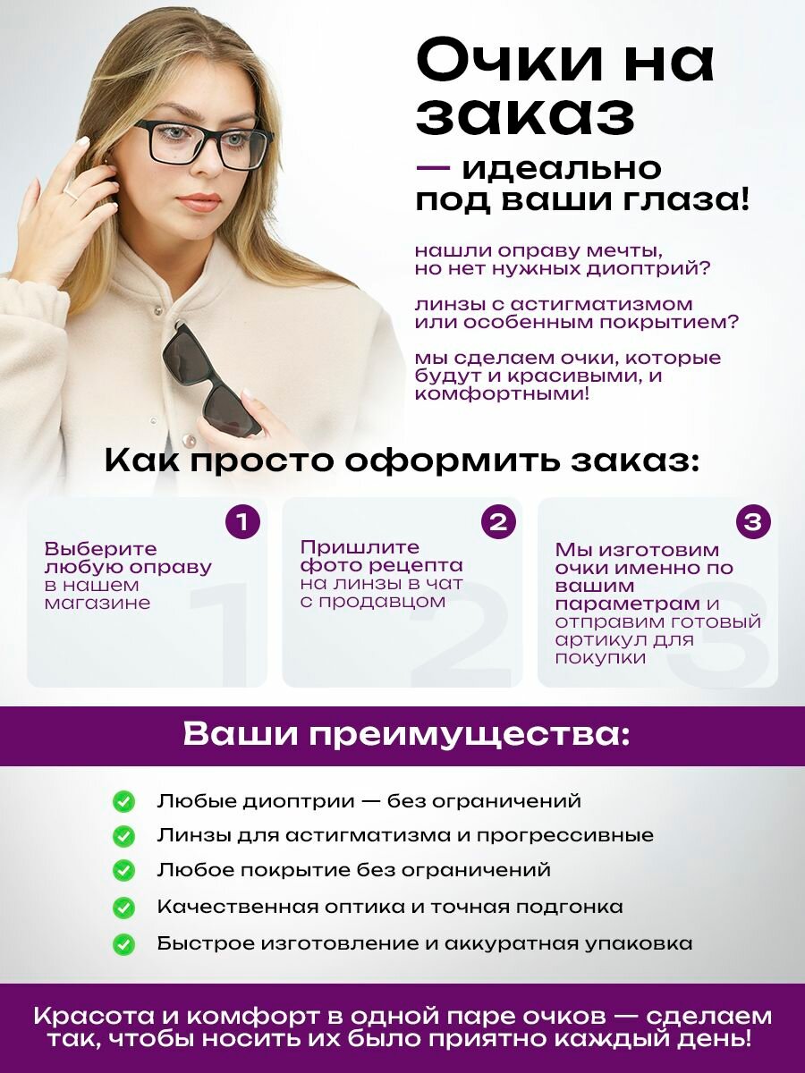 Очки на заказ, очки по рецепту, любые диоптрии. Для чтения, для дали, при астигматизме, прогрессивные, фотохромные