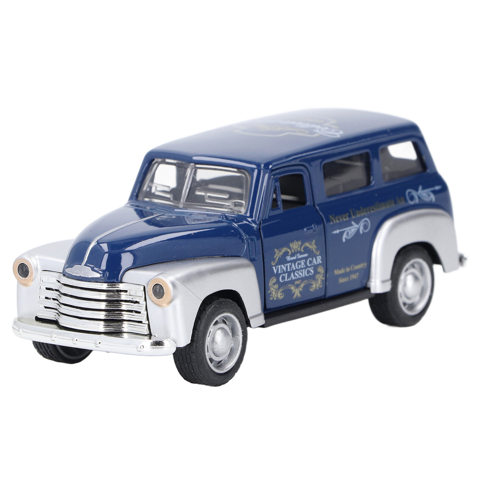 1:32 Scale Kids Держат игру игрушку с открытыми дверными сплавами, винтажная модель автомобиля, игрушка с звуковым светом синим цветом синего цвета