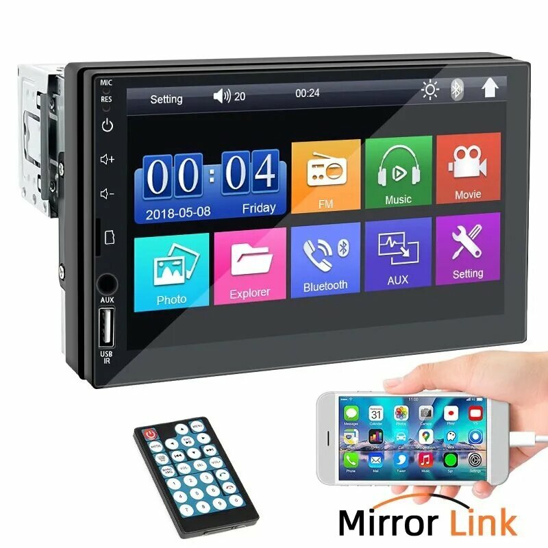 HIPPCRON Устройство головное, диагональ: 7", 1 DIN, 0.0ГБ/0ГБ