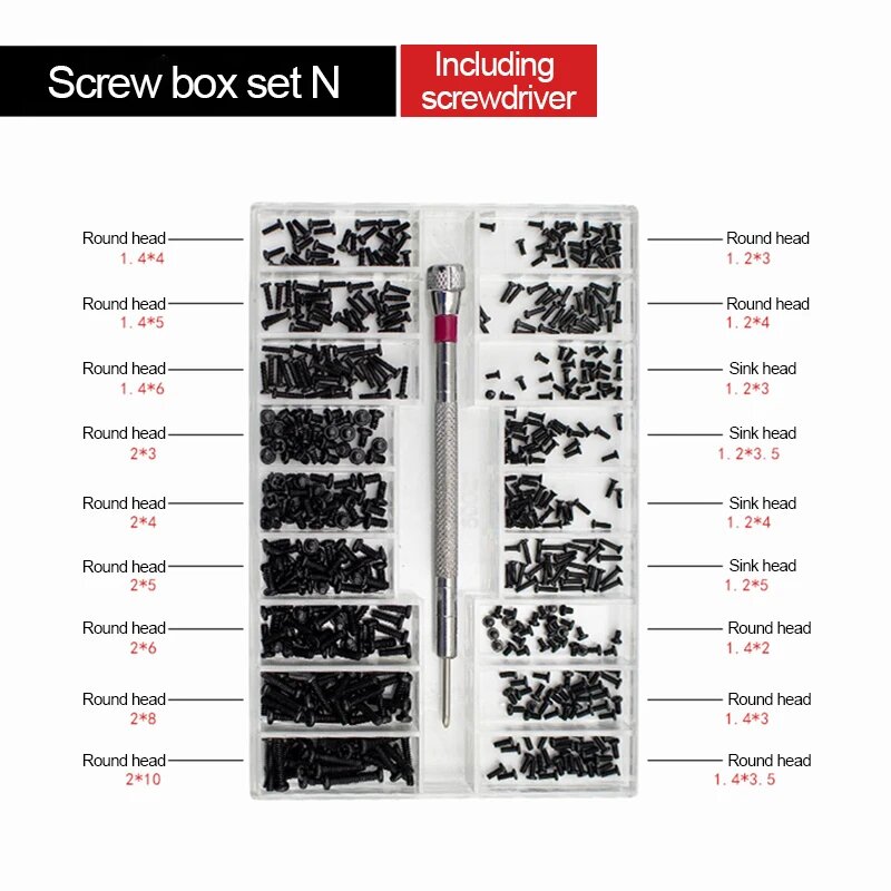 Набор винтов Phillips Plain Steel 18 типов Small screw set N