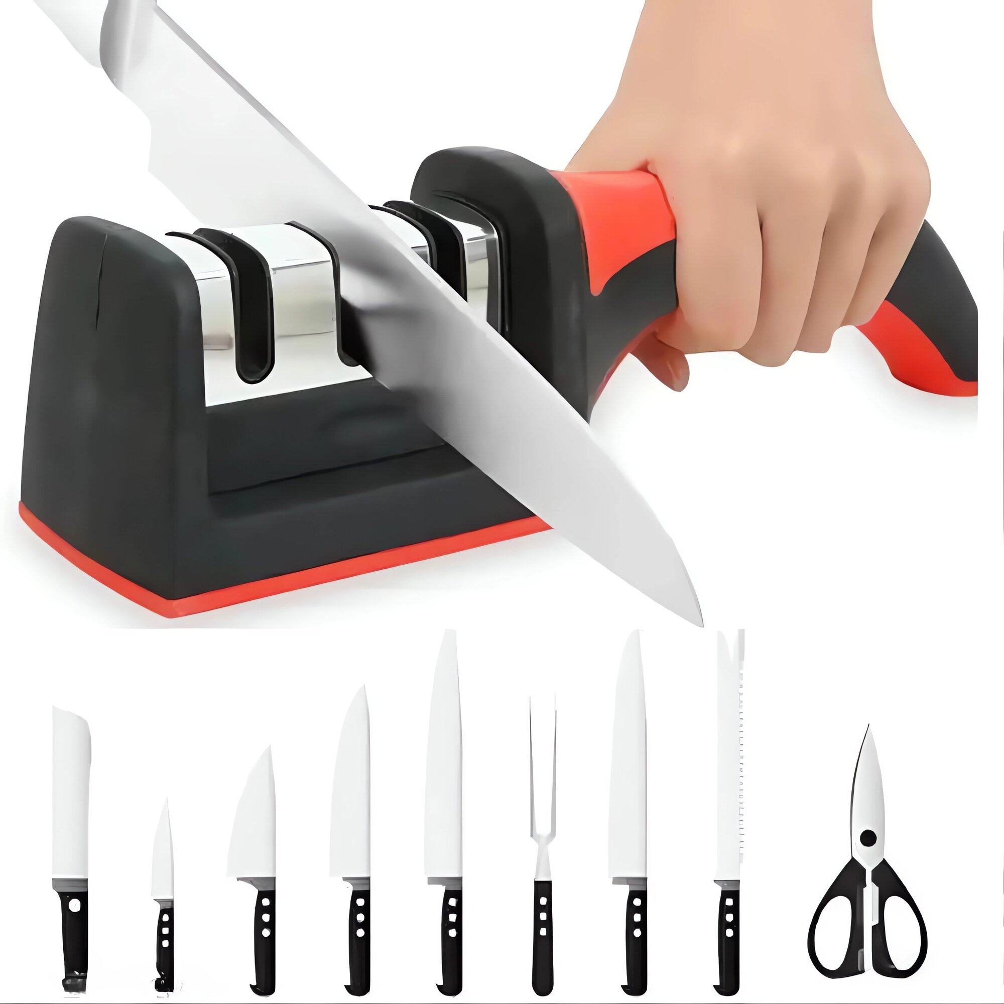 Точилка для ножей / ножеточка / двусторонняя заточка / станок / для ножей и ножниц