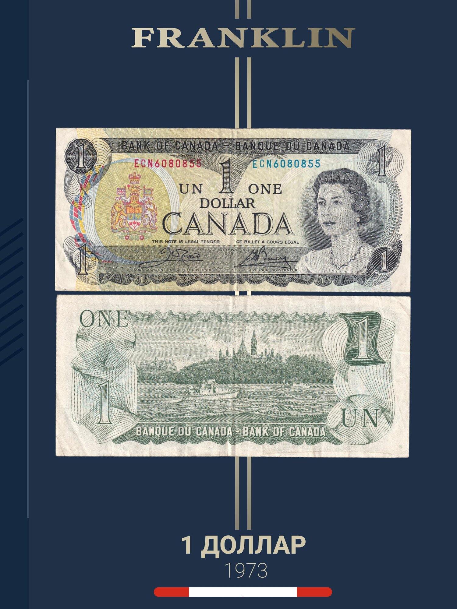 Банкнота Канада 1 доллар 1973 год (VF) Pick 85c