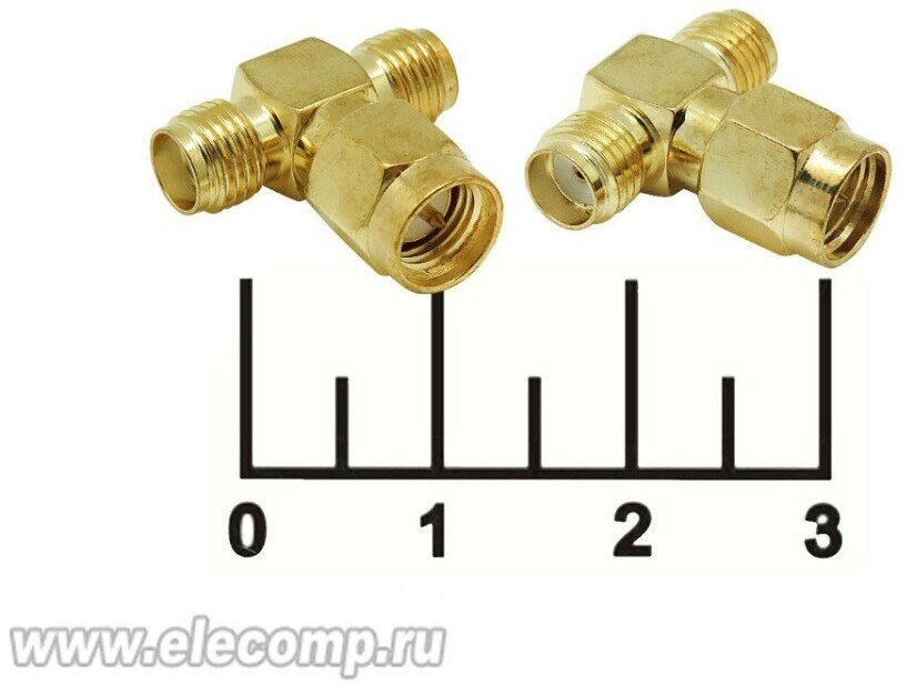 Переходник SMA штекер/SMA 2 гнезда gold