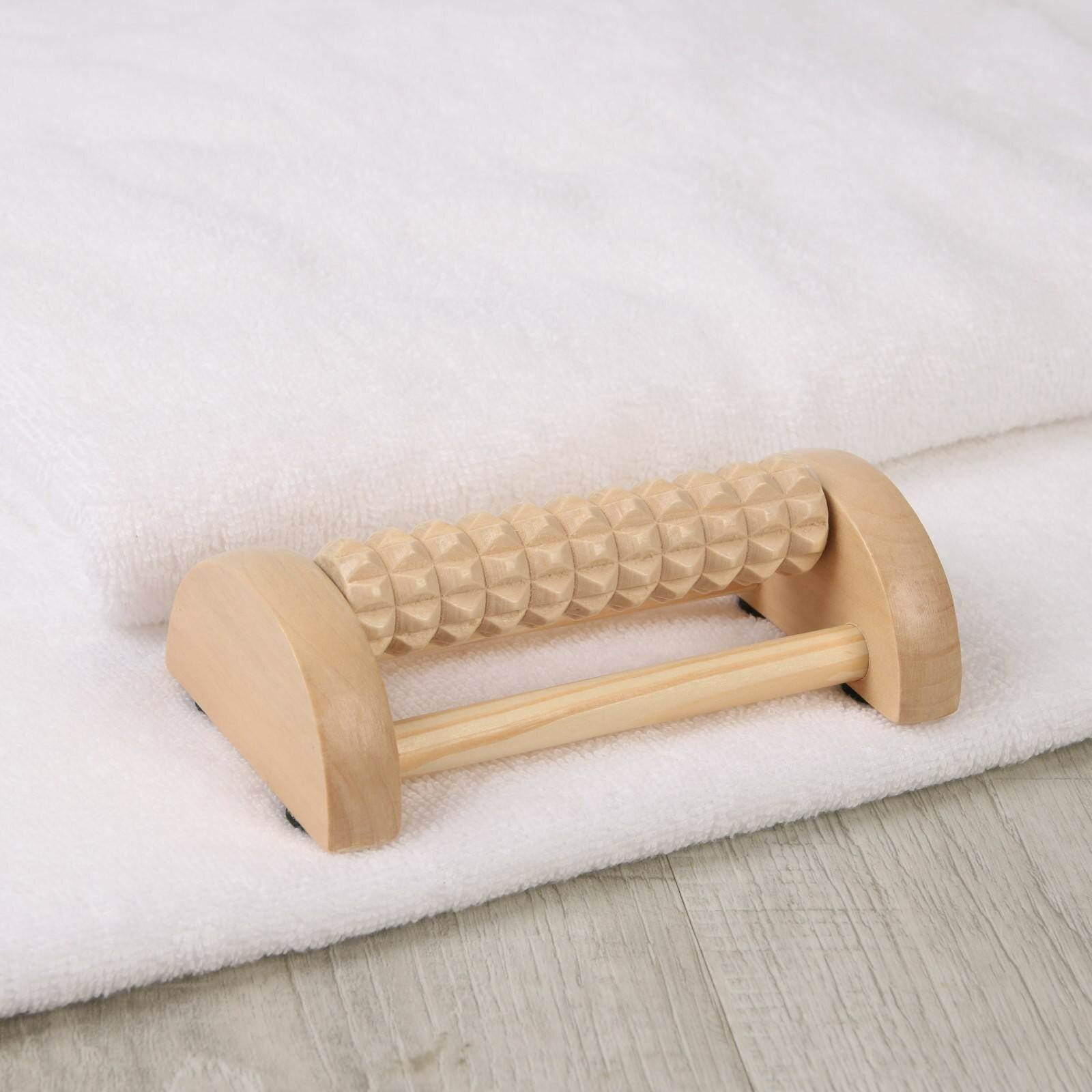 Массажёр для ног «Барабан», 1 ролик, деревянный, 14,5 × 7,8 × 4,5 см, 6252390