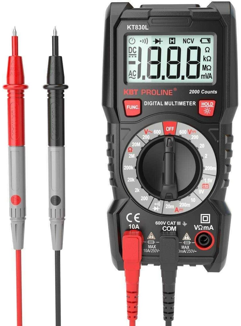 Мультиметр цифровой KT 830L серия КВТ PROLINE с основным набором функций и ручным выбором пределов измерений (79127)