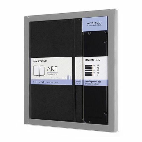 Набор Moleskine Art Collection пенал с черногр. карандашами/блокнот Large нелинованный черный