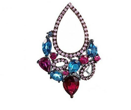 Подвеска, белое золото, 585 проба, сапфир