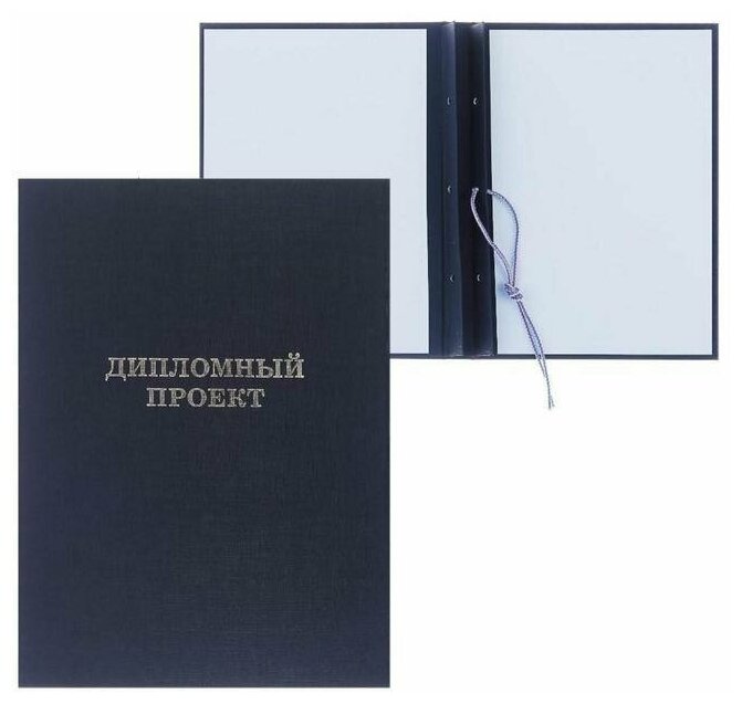 Папка Дипломный проект А4 бумвинил, гребешки/сутаж, без бумаги, чёрная (вместимость до 300 листов)