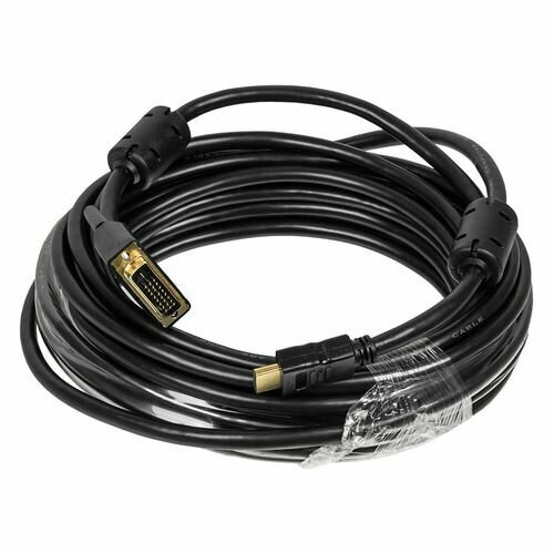 Кабель Buro HDMI (m) - DVI-D (m), GOLD , ферритовый фильтр , 10м, черный [hdmi-19m-dvi-d-10m]