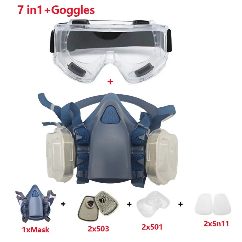 Полумаска 7 in1 Goggles с очками для защиты