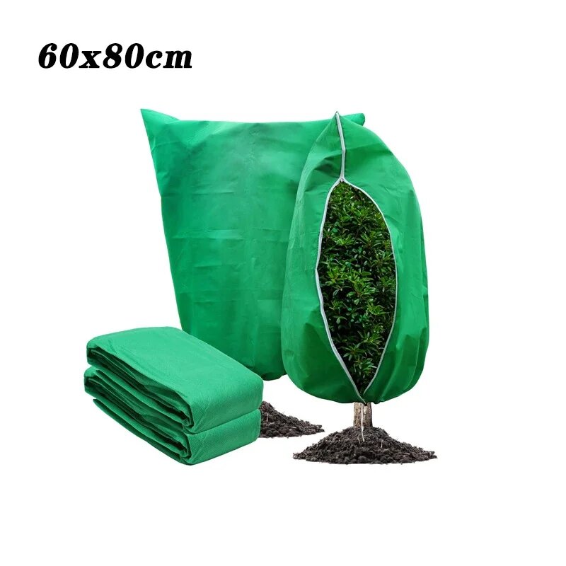 Чехол для растений зимний нетканый с молнией 60x80cm Green