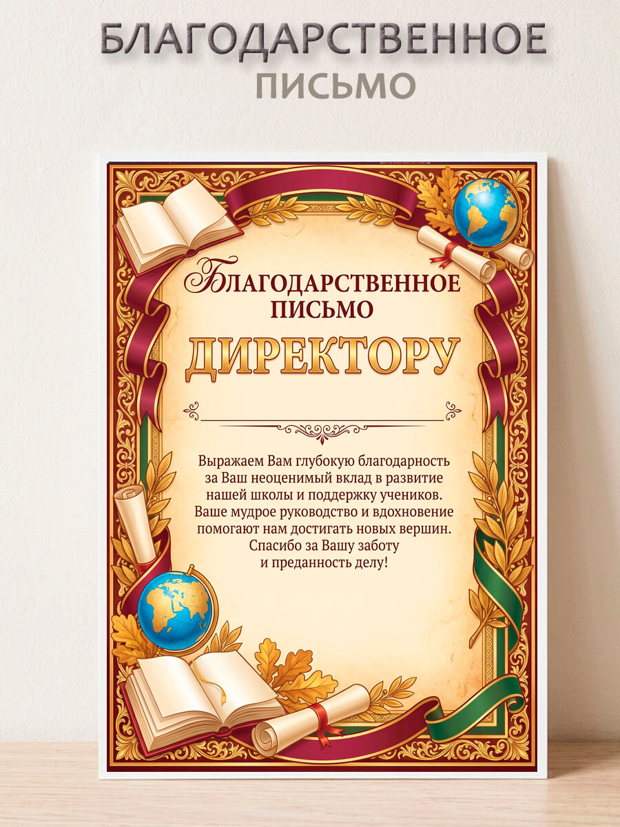 Благодарственное письмо директору школы