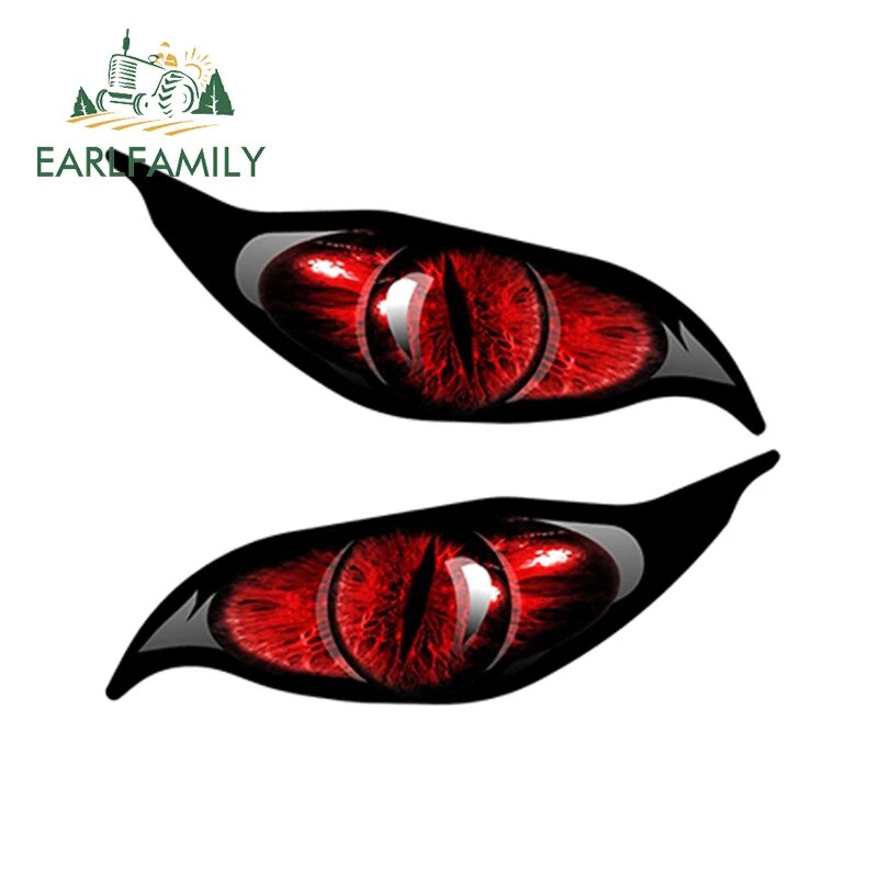 EARLFAMILY 13 см x 5 см 2 шт. красный сглаза Монстр Зомби виниловая графическая наклейка для автомобиля каждый глаз Радиоуправляемый самолёт DIY наклейки для кузова автомобиля