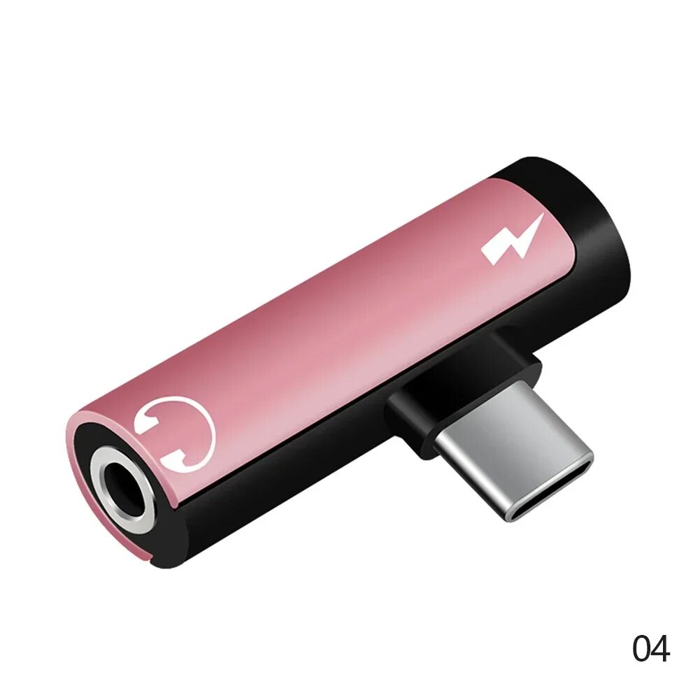 1 шт. USB Type C до 3,5 мм адаптер для наушников и зарядного устройства 30 Вт Розовый, Rose gold