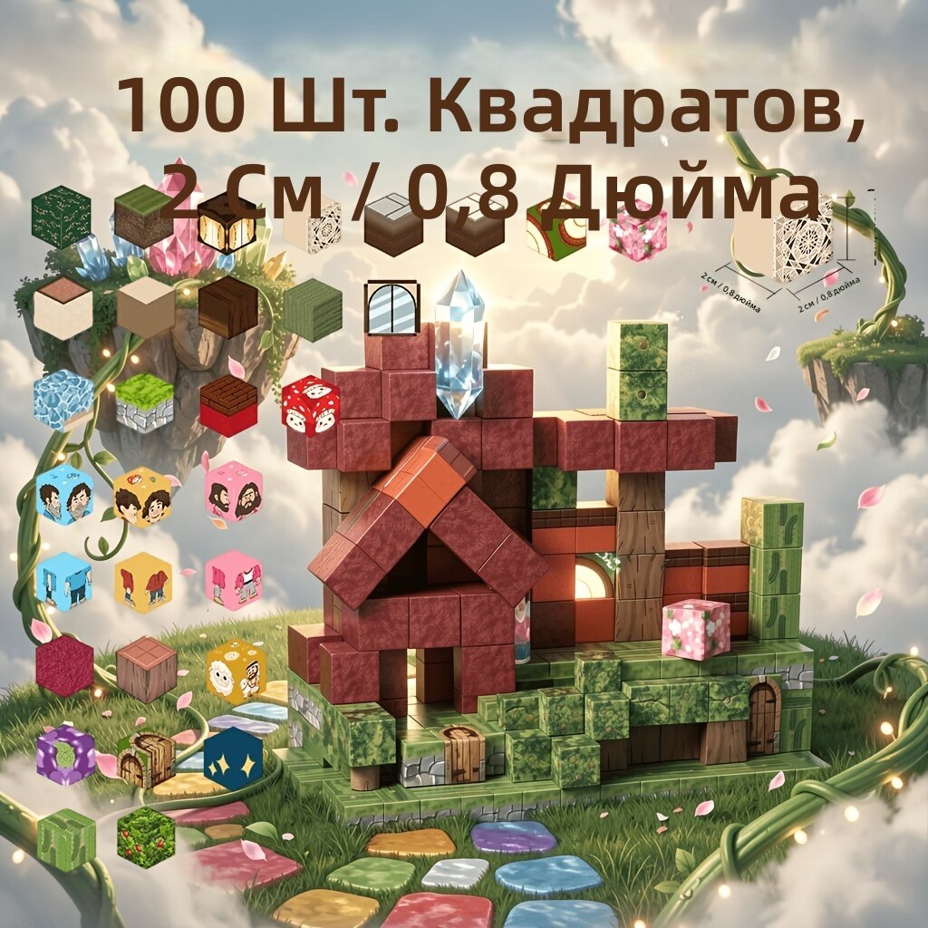 Набор из 100 крупных цветных кубиков для конструирования, развивающая игрушка для детей от 3 лет
