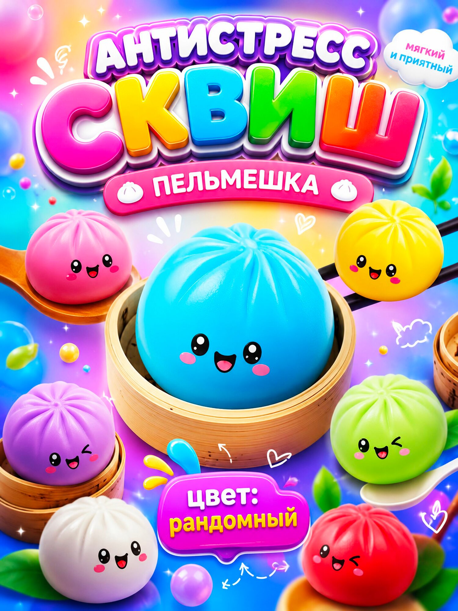 Антистресс сквиш пельмень/ дамплинг хинкали/ мялка для рук